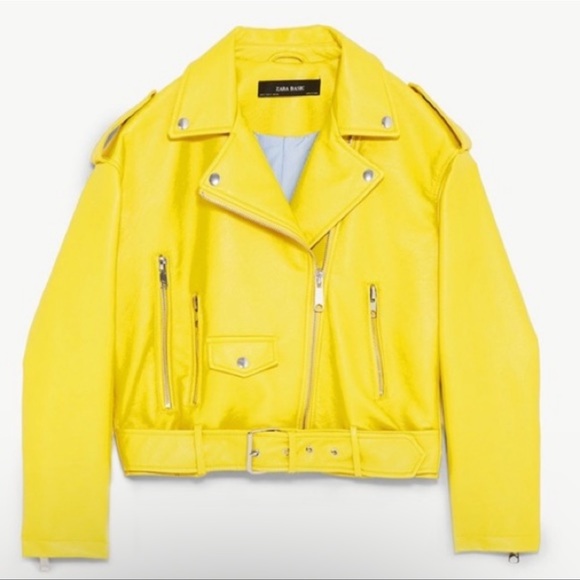 Zara | Jackets & Coats | Zara Yellow Biker Jacket | Poshmark